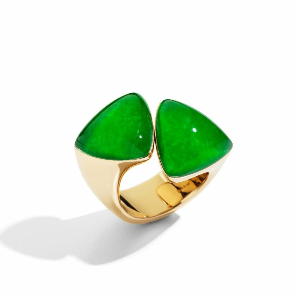 VHERNIER RING Arrow jade and rock crystal - Fecarotta Gioielli