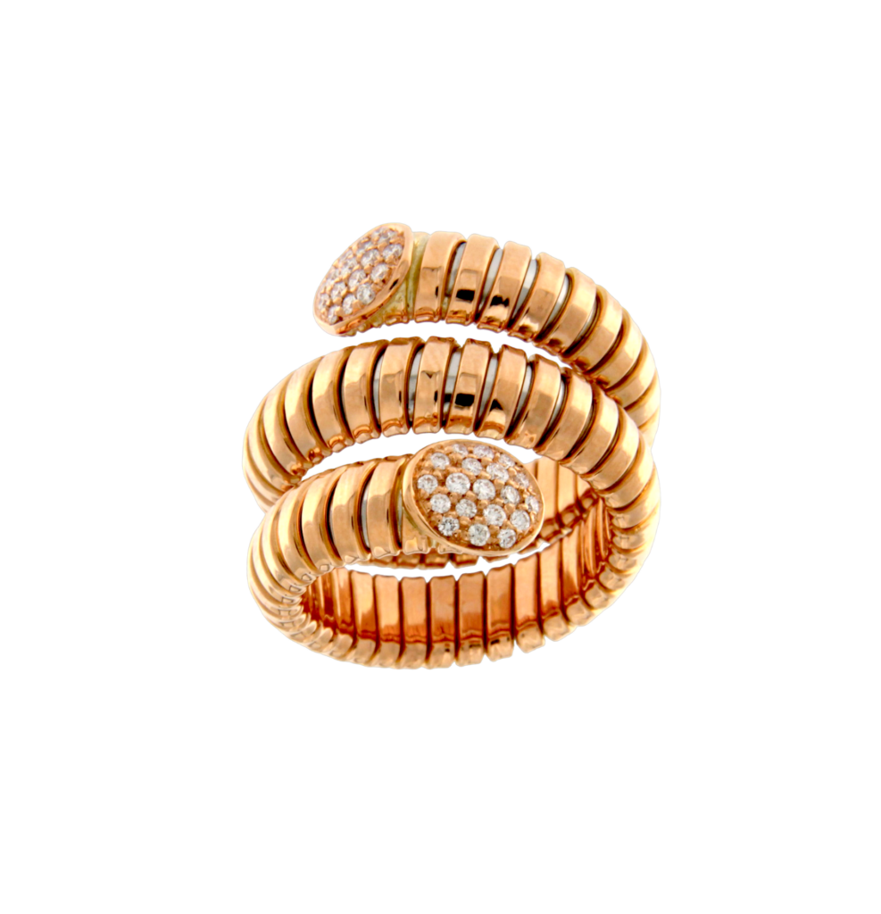 Tubogas Ring Rose Gold And Brilliant - Fecarotta Gioielli